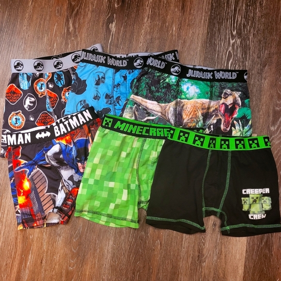 Underwear & Socks | 6 Pair Boys Size 8 Boxers Batman Jurassic World ...